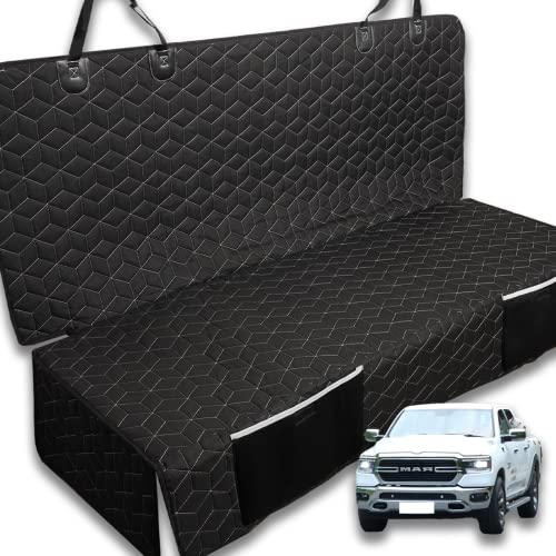 Meginc Dog Car Seat Covers for Back Seat, Waterproof Pet Bench Seat Cover for Truck Chevrolet Silverado/Ram/Ford F-Series/GMC Sierra 600D Heavy Duty Scratch Proof Nonslip Truck Seat Covers for Dogs
