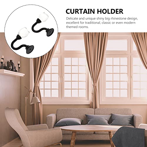 Healifty Curtain Ties Crystal Rose Flower Wall Decorative Tieback Hooks Curtain Tassel Hanger Holder Clothes Hat Towel Coat Hanger Hook for Home Decoration Curtain Tiebacks