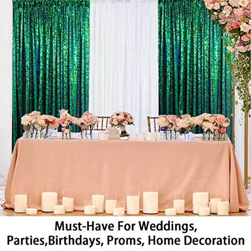 Iridescent Green Sequin Curtains 2 Panels 4x10ft Sequin Fabric Backdrop Multicolor Fabric Liner Christmas Backdrop for Happy Birthday Backdrop Background 10FT Backdrop Green Photography Background