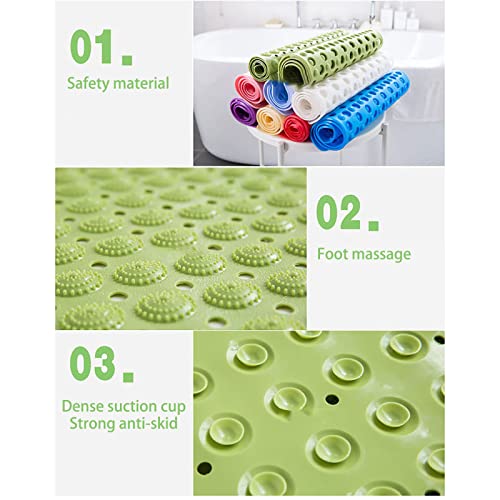 Scceatti Bathroom Rugs Quick Drying Bath Mat 32 x 16 Light Blue Bathroom Floor Mat Shower Mat Extra Large Non Slip Mat for Elderly & Kids Bathroom Drain Holes Strong Suction Cups for Bathroom Floor