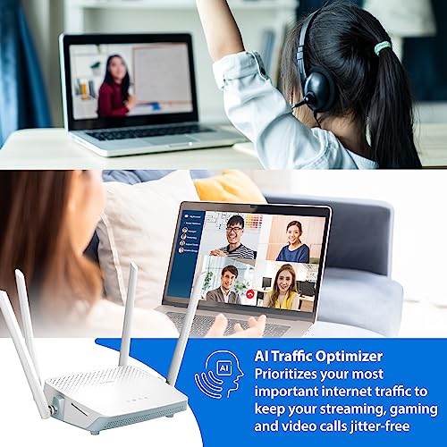 D-Link R12, Eagle Pro Ai Smart WiFi Internet Router (AC1200) - High Power Gigabit Ethernet Dual Band, Enhanced Parental Controls, Compatible with Alexa and Google