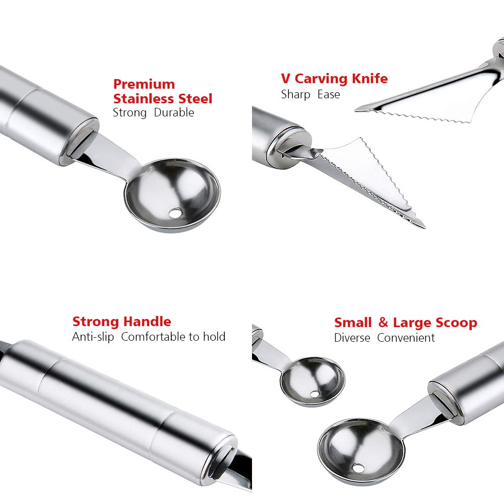 Fruit Vegetable Cutter Shapes Set, Mini Pie and Cookie Stamps Mold(8 pcs) with Melon Baller Scoop & Carving Knife, Stainless Steel, DIY Fun Food Decorating Tools cookie cutter for Kitchen