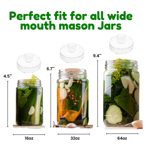 Nourished Essentials - Set of 4 Heavy Glass Fermentation Weights Lids - Grooved Handles - Canning Supplies - for Pickling & Canning - Fits Wide Mouth Mason Jars