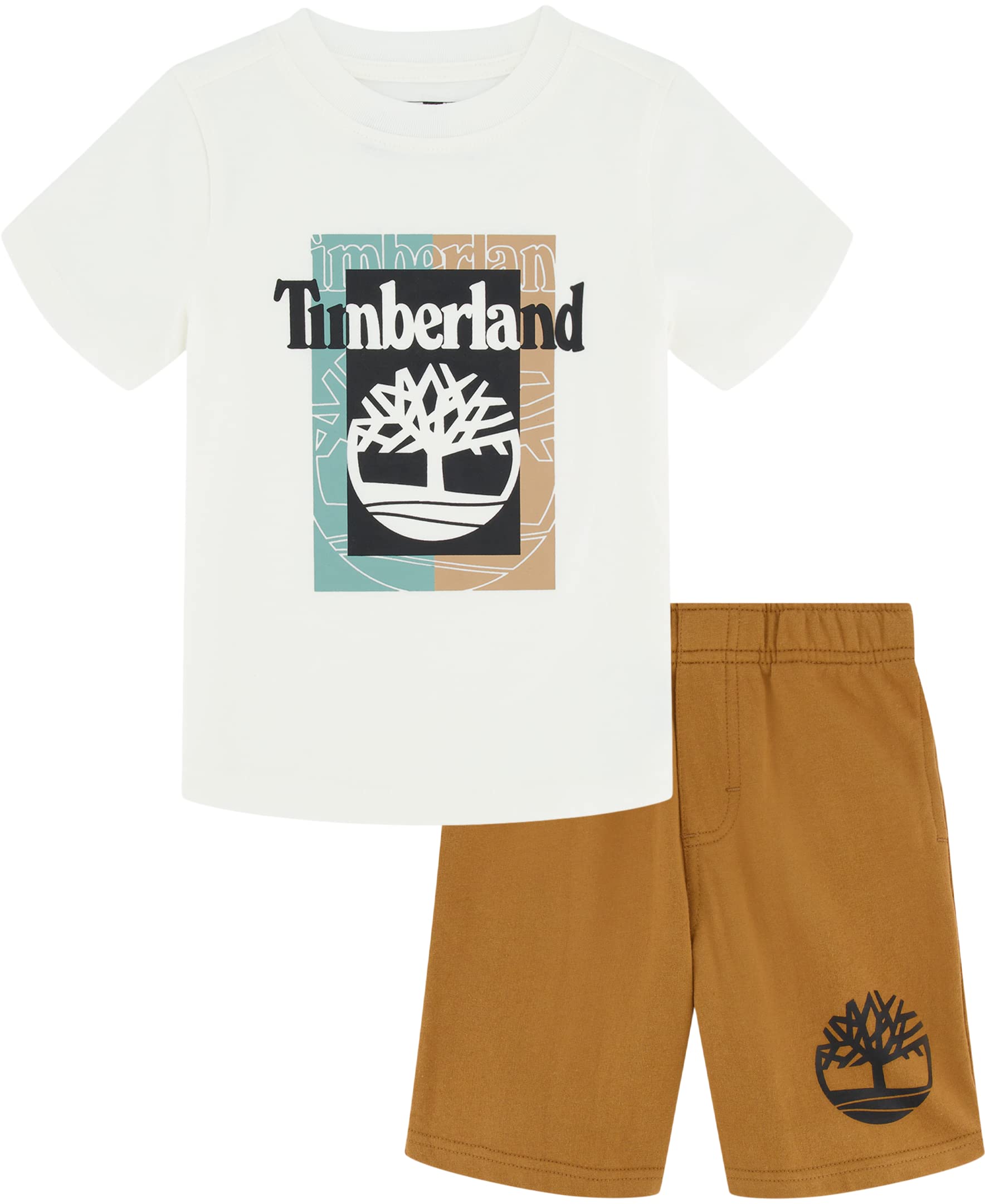 Timberland baby boys 2 Pieces Tee Shorts Set, Marshmallow, 18M US