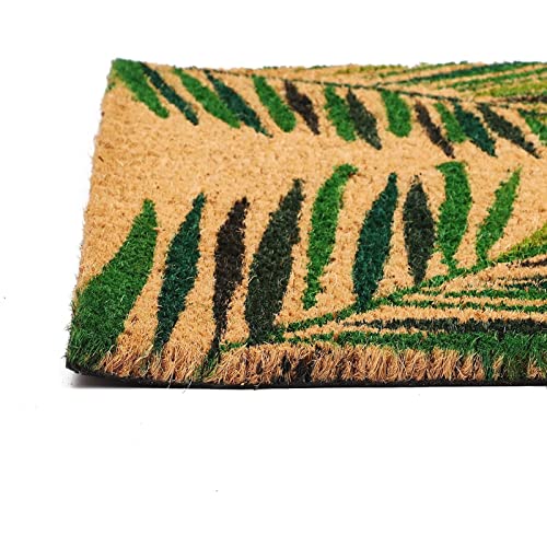 Juvale Tropical Welcome Mat for Outdoor Entrance, Coco Coir Palm Leaf Plant Doormat for Front Porch, Patio (30 x 17 in)