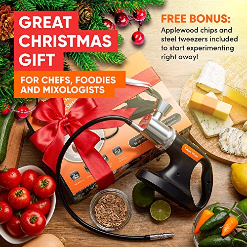 Jo Chef Professional Handheld Smoke Gun – Cold Smoker + Vacuum Function – USB Smoking Gun Food Smoker – Wood Chips Included - Ideal Gift for Chefs and Mixologists – Use for Sous Vide, Cocktails + Ebook