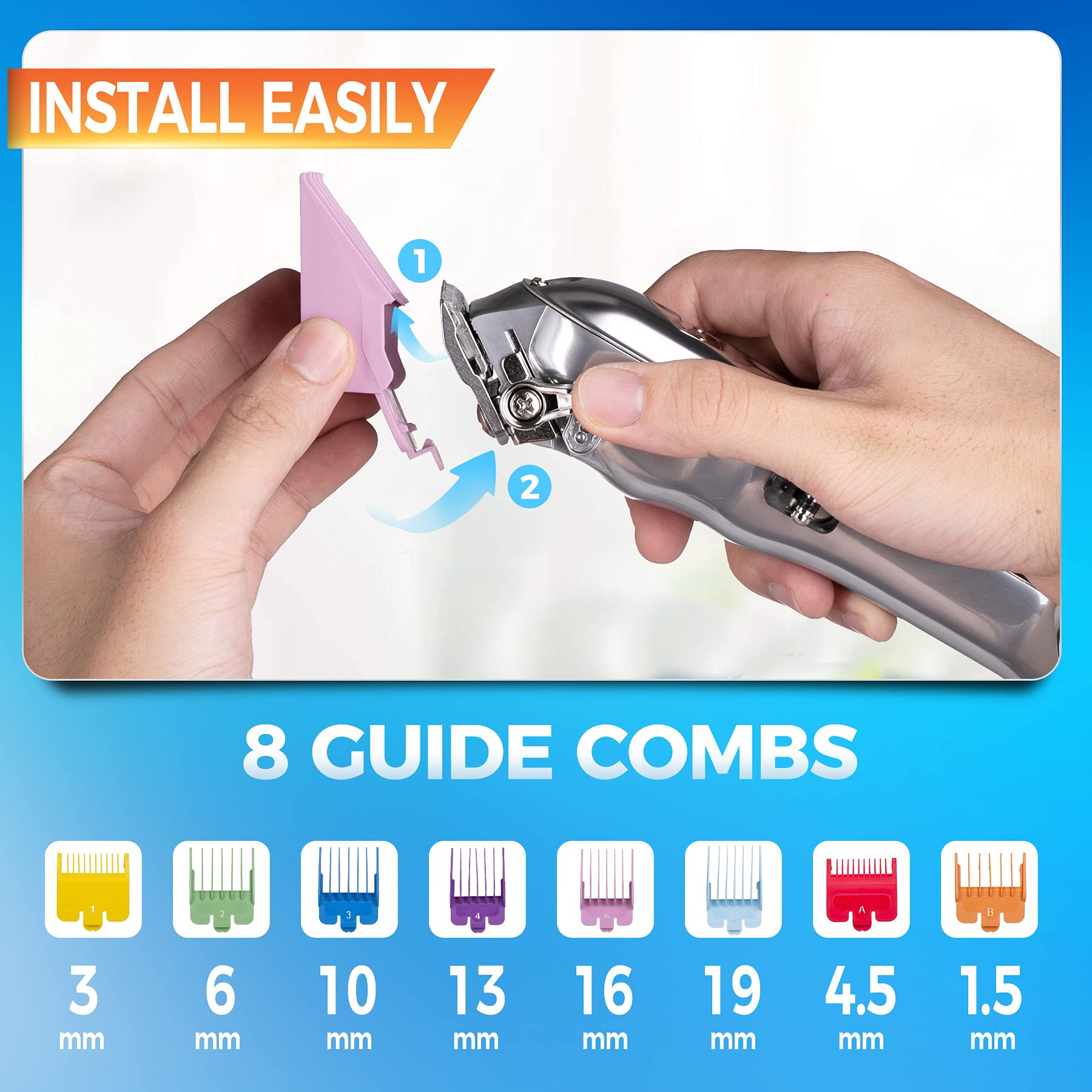 Hair Clippers for Men Professional Full Metal Cordless Hair Trimmer,Beard/Hair Cutting Grooming Kit USB Rechargeable,LED Display with Guide Combs Brush