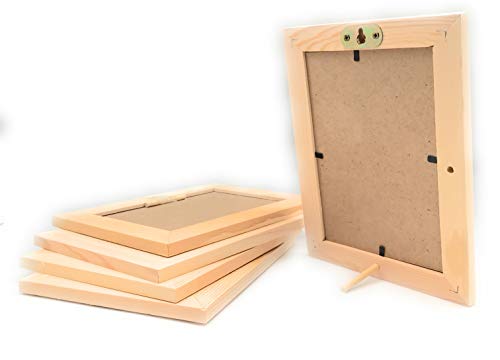 Pack of 12 Unfinished Solid Wood Picture Frames for Arts Crafts, DIY Painting Project Stand or Hang on The Wall 6x8 Frame Size Holds 6x4 Pictures for Kids Craft Birthday, School projects