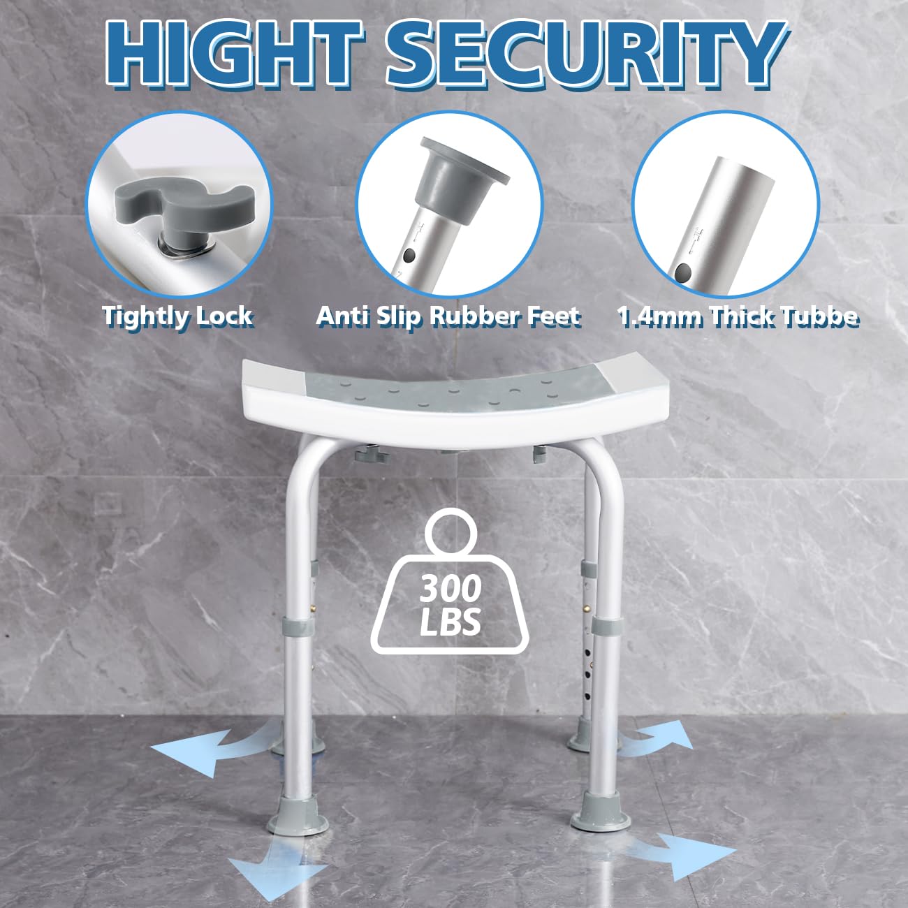 Dualeco FSA/HSA Eligible Shower Chair for Inside Shower, Shower Stool with Free Assist Grab Bar/Toiletry Bag, Tool-Free Assembly Shower Seat for Bathtub, Shower Bath Chairs for Seniors/Disabled