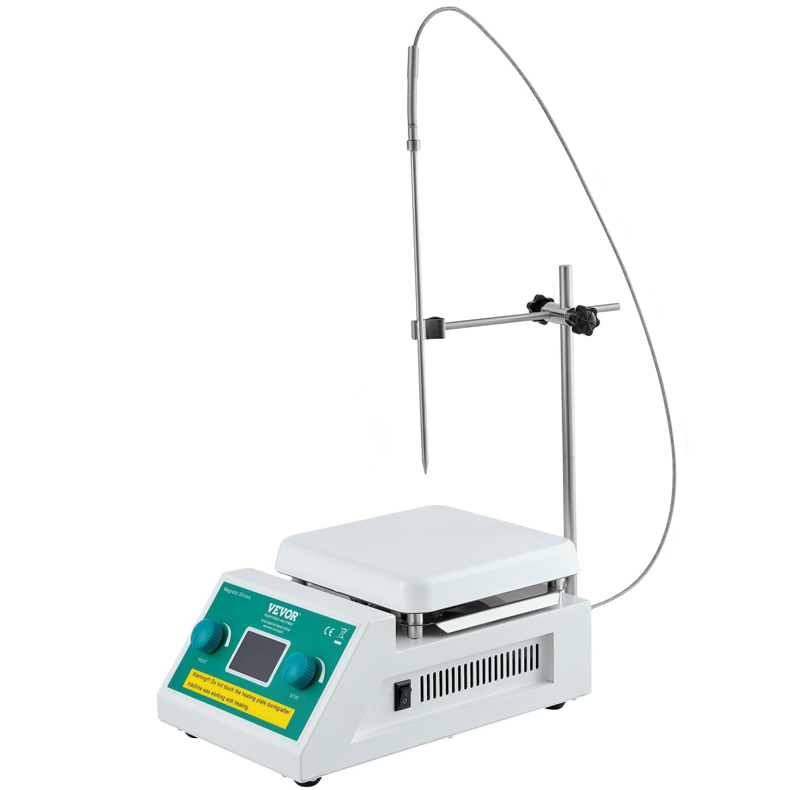 VEVOR Magnetic Stirrer Hot Plate, 5L Capacity Ceramic Coated Hotplate Lab Stirrer 200-2000RPM 608°F/320°C Max Temp Digital Magnetic Stirrer with Temp Probe Sensor and Stirring Bar