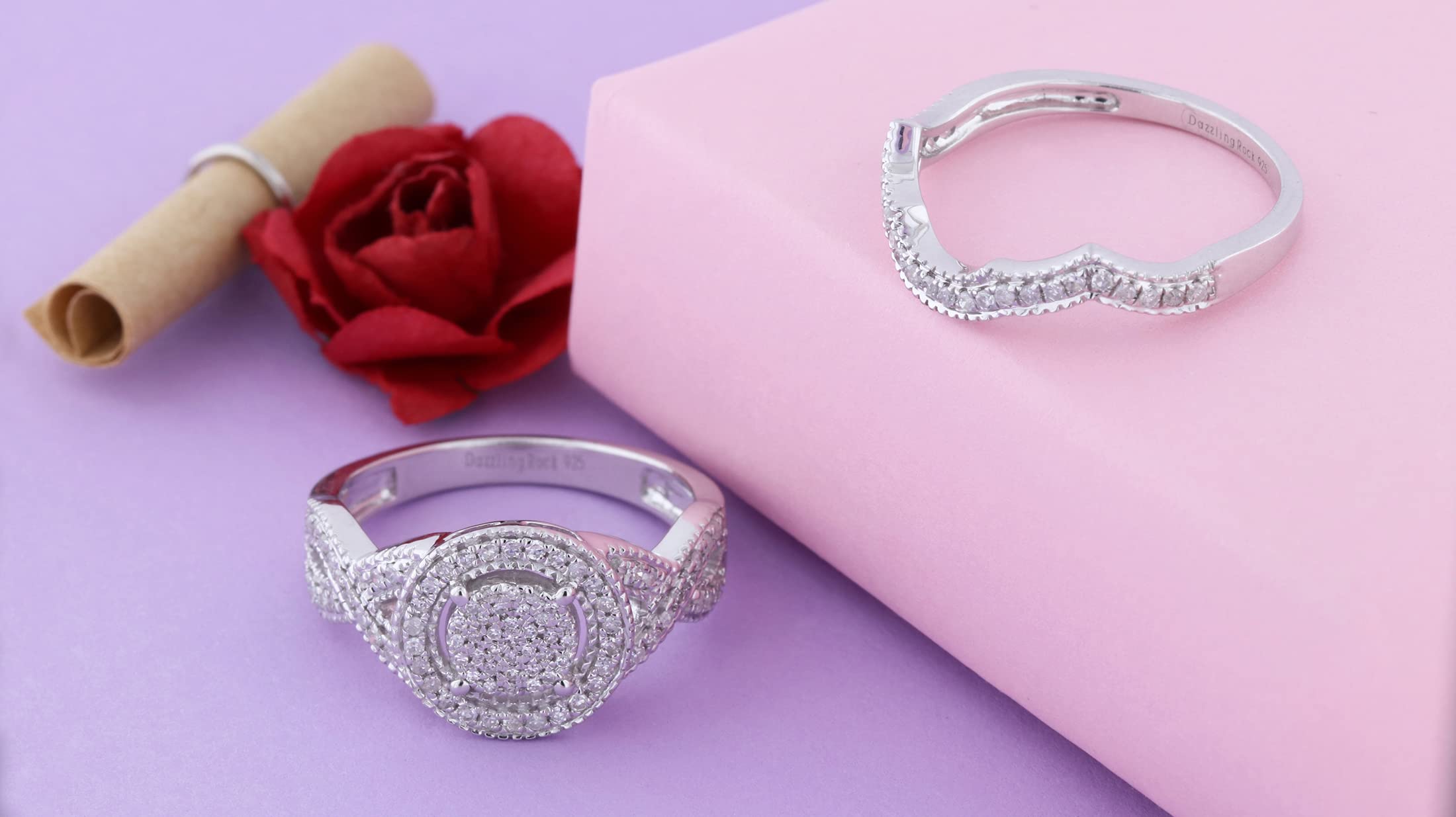 Dazzlingrock Collection Round White Diamond Twisted Swirl Engagement Ring Set for Women (0.51 ctw, Color I-J, Clarity I2-I3) in 925 Sterling Silver Size 6