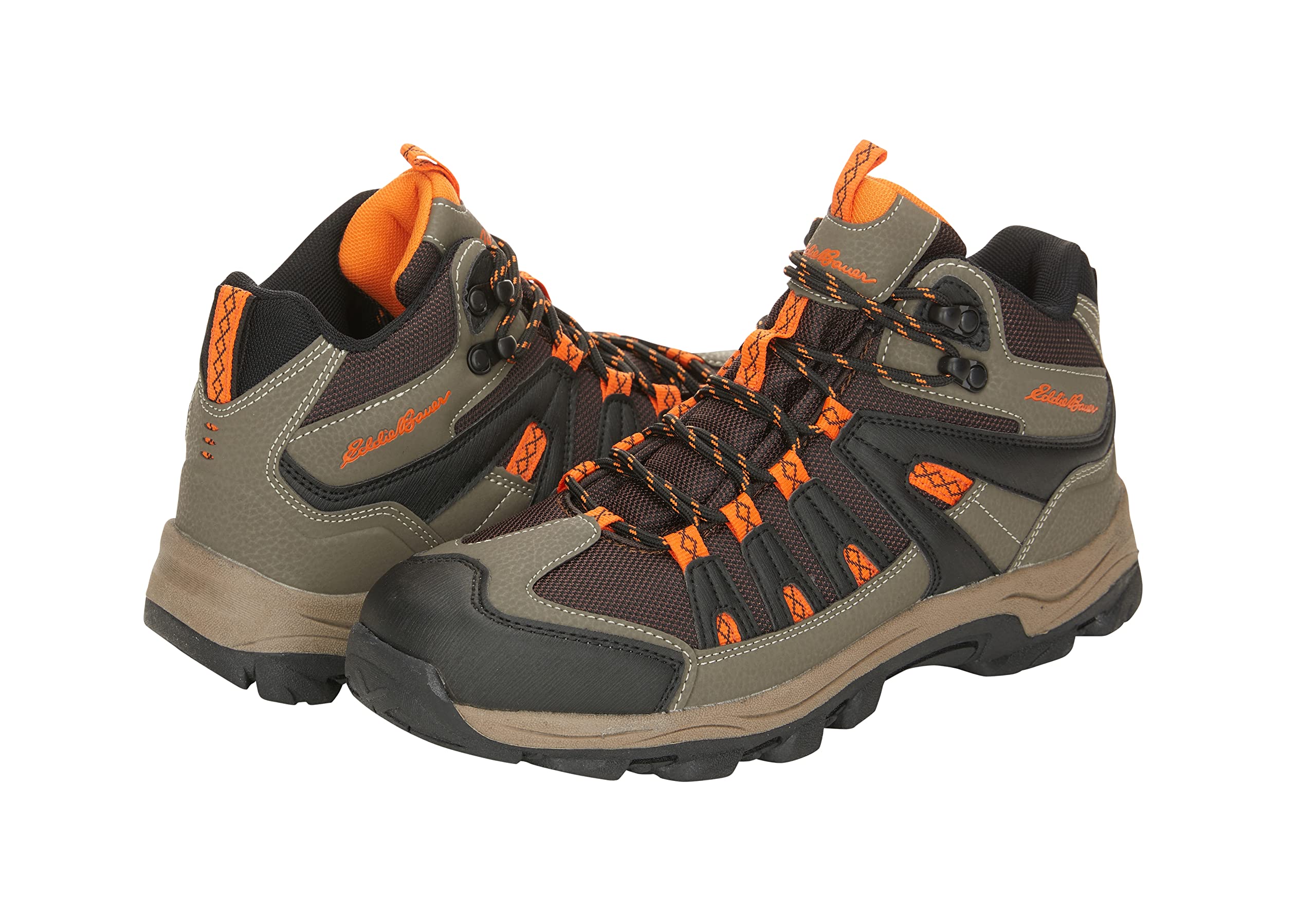 Eddie Bauer Rainer Hiking Boots for Men | Water Resistant, Multi-Directional Lug Pattern Burly & Rugged Design Rubber Traction Outsole Cushioned Footbed