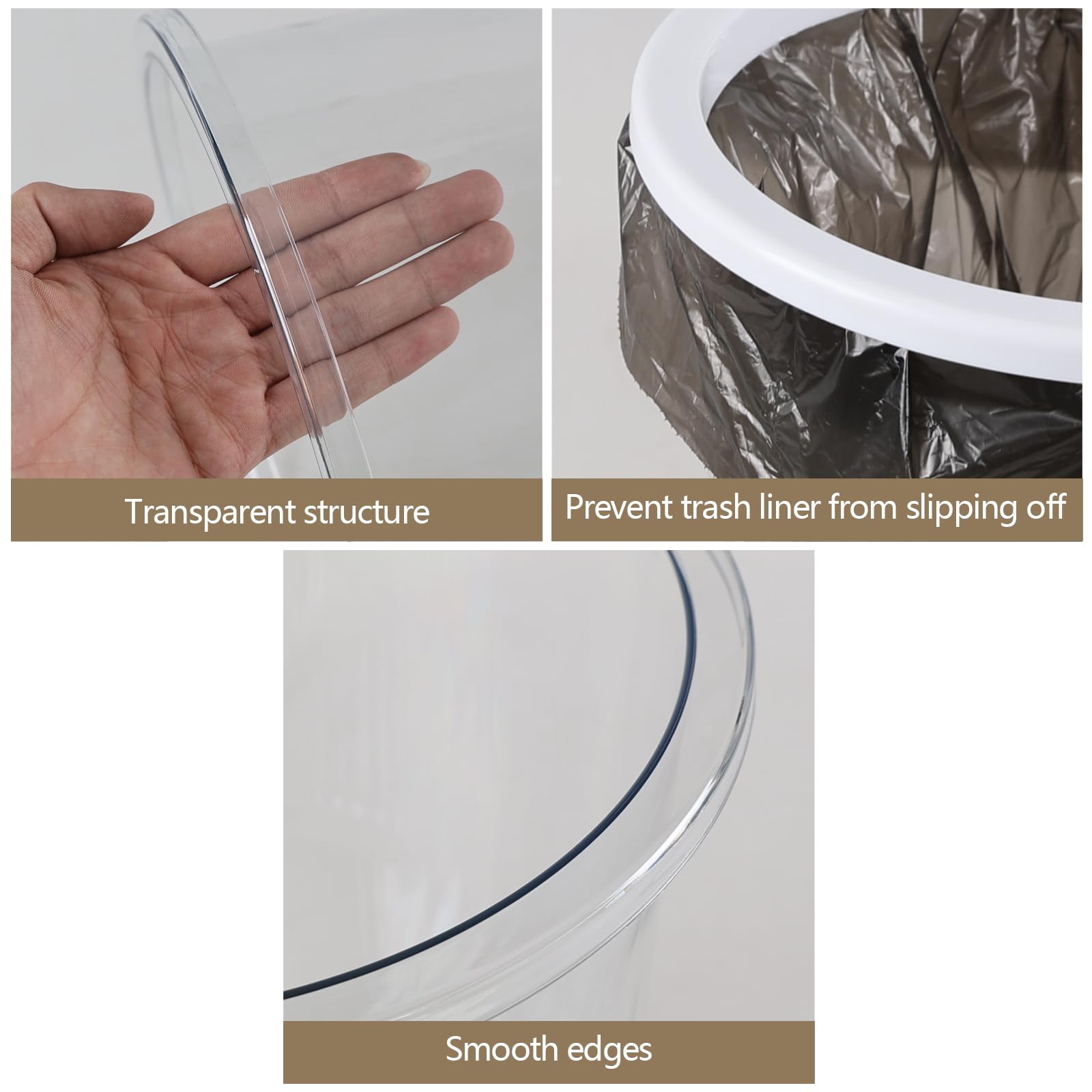 Morcte 4-Pack Acrylic Clear Round Wastebasket, 2.6 Gallon Plastic Small Trash Can for Bathroom, Home, Office