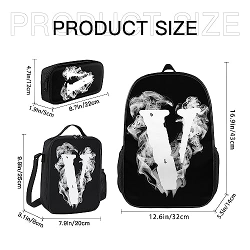 Mxiwngp Hip Hop School Backpack Set Travel Backpack Gifts Fashion Laptop Backpack with Lunch Box for Boys And Girls,white