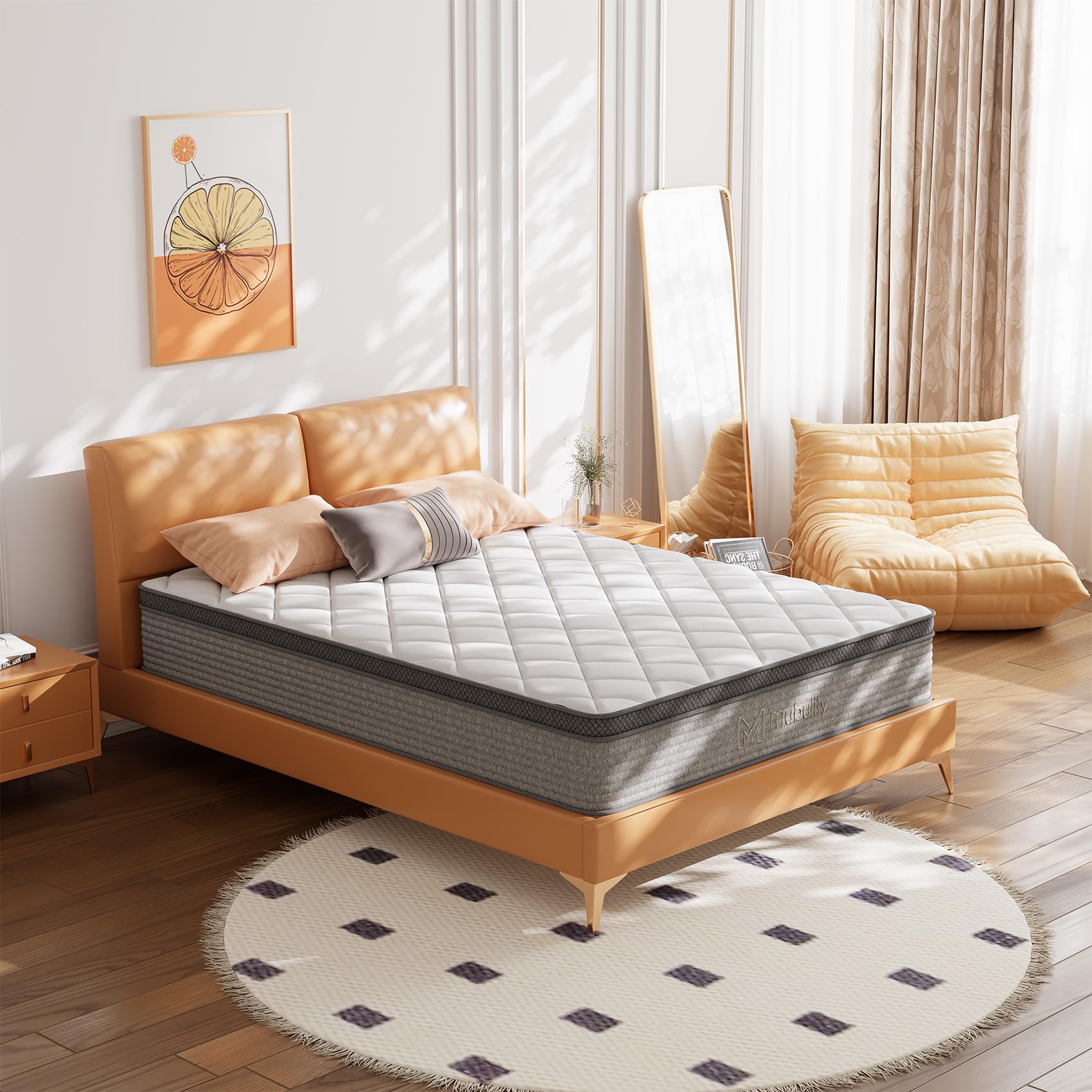 Mubulily King Mattress,14 Inch Hybrid Memory Foam Mattress in a Box,Pressure Relief,Back Pain Relief& Cooling King Bed, King Size Mattress,Cooler Cover,Medium Softer,100 Nights Trial