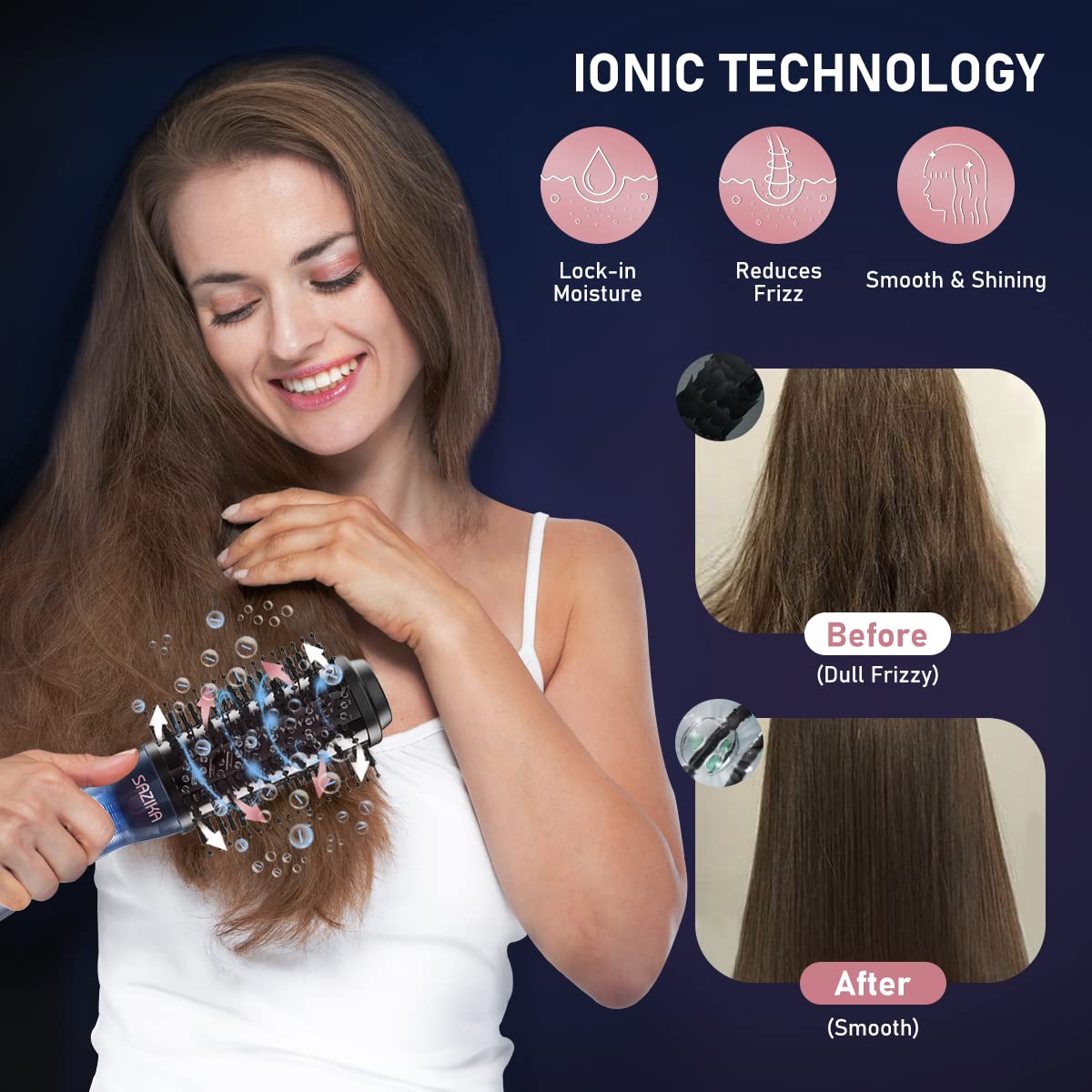 Hair Dryer Brush, Hot Air Blow Dryer Brush with Oval Barrel, One-Step Volumizer and Styler in One