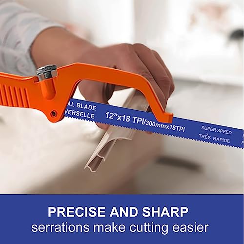 Hacksaw Replacement Blades BI-Metal (10 Pack) High Speed Steel Grounded Teeth
