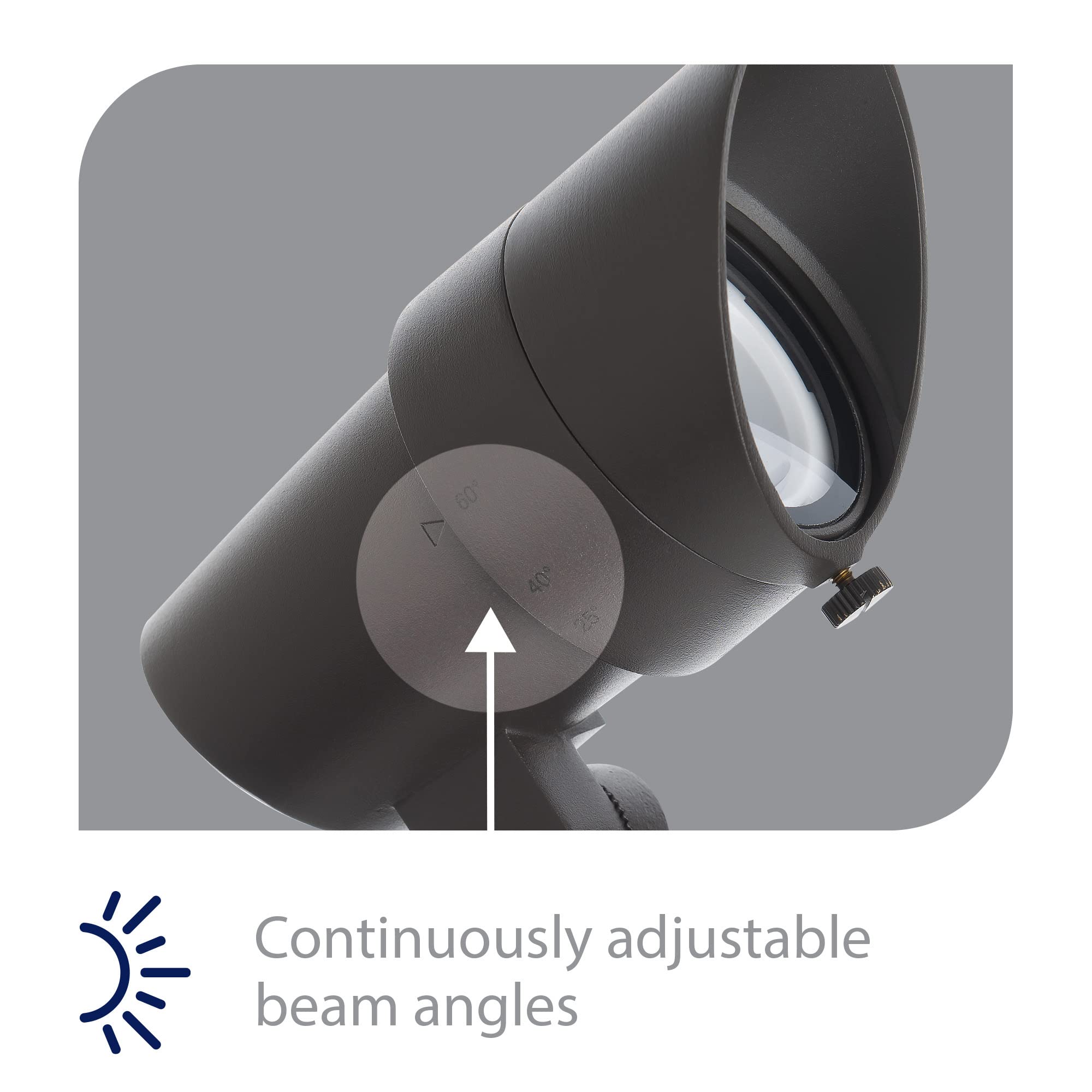 WAC Landscape Lighting, LED 12V Medium Size Accent Light with Adjustable Beam Angle and Integral Brightness Control 50-1300 Lumens 3000K Warm White Built-in LED in Black