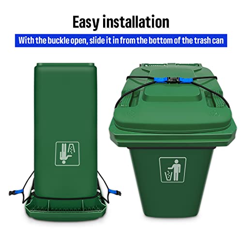 PAHTTO Trash Can Lock 2PCS, Lid Lock for 30-50 Gal Outdoor Garbage Cans, Heavy Duty Bungee Cord Garbage Can Lock for Animals, Squirrels, Dogs, Raccoons