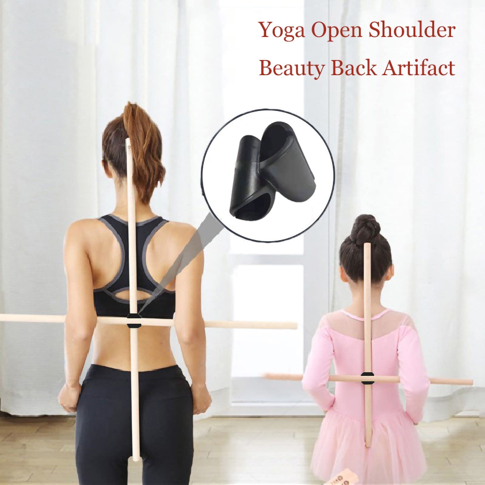 FCcassiel 32 inches 2 Yoga Stick Stretching Tools- kyphosis Correction, Open Shoulders and Open Back, Posture Correction Sticks with Buckle, Suitable for Family Women
