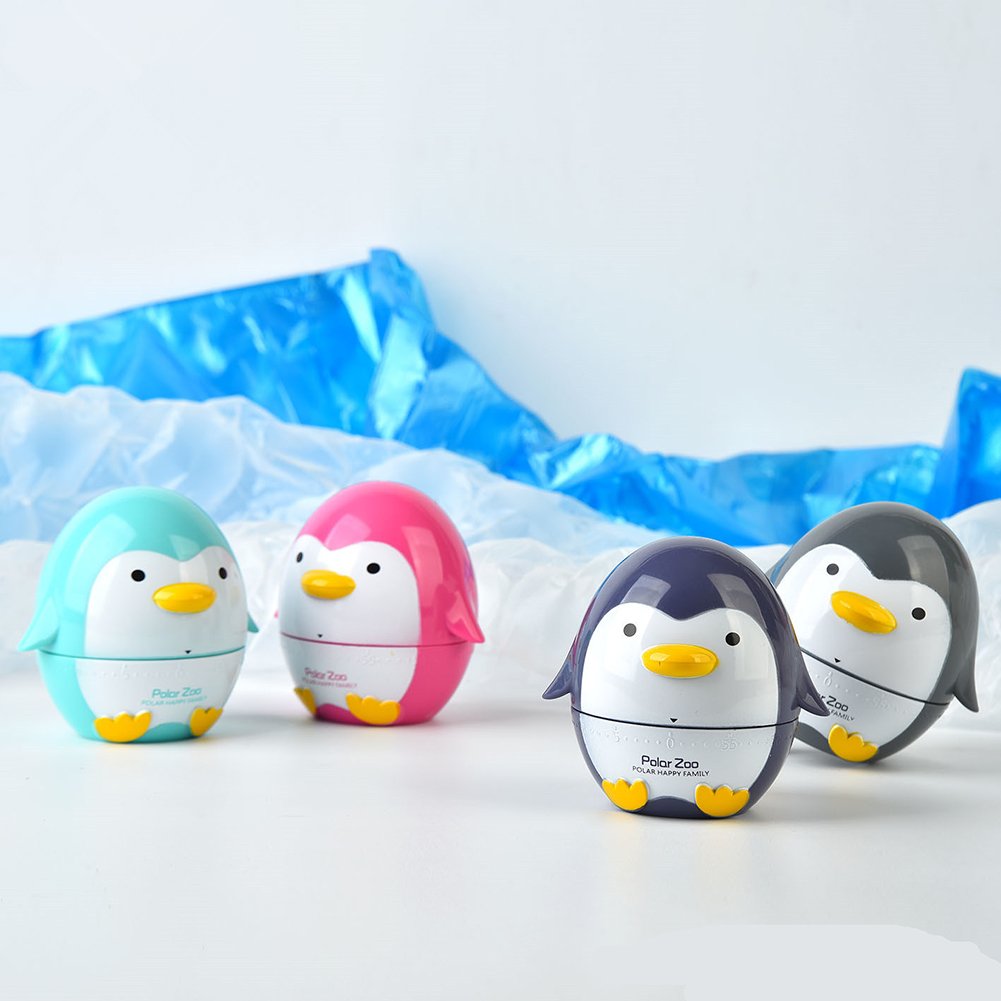 Golandstar Cute Cartoon Penguin Timers 60 Minutes Mechanical Kitchen Cooking Timer Clock Loud Alarm Counters Mini Size Manual Timer (Black)