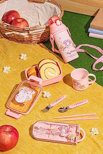 My Melody Bento Lunch Box (15oz) - Cute Lunch Carrier with Secure 2-Point Locking Lid - Authentic Japanese Design - Durable, Microwave and Dishwasher Safe - Music