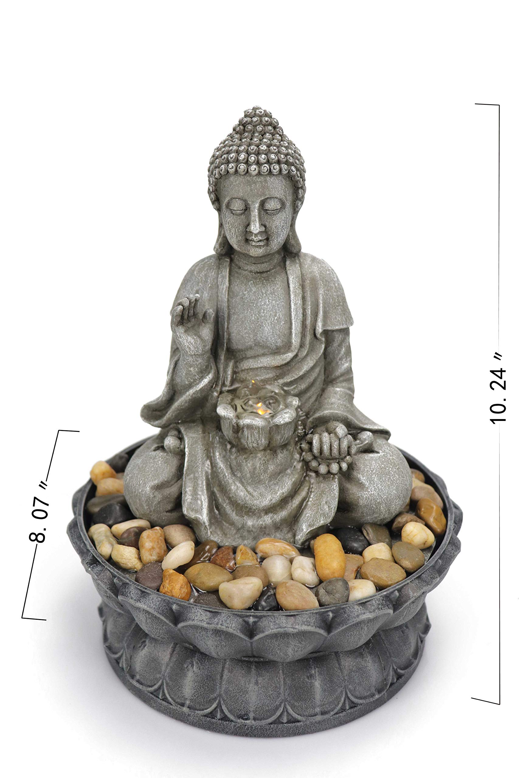 Warm Garden Buddha Fountain Tabletop Water Fountain-Sitting Buddha Tabletop Water Fountain Zen Fountain
