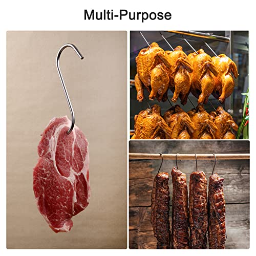 uxcell 11.81" Meat Hooks, 0.31" Thick Stainless Steel Butcher S-Hook for Meat Processing, Chicken Fish Beef Hanging Drying Smoking 8Pcs
