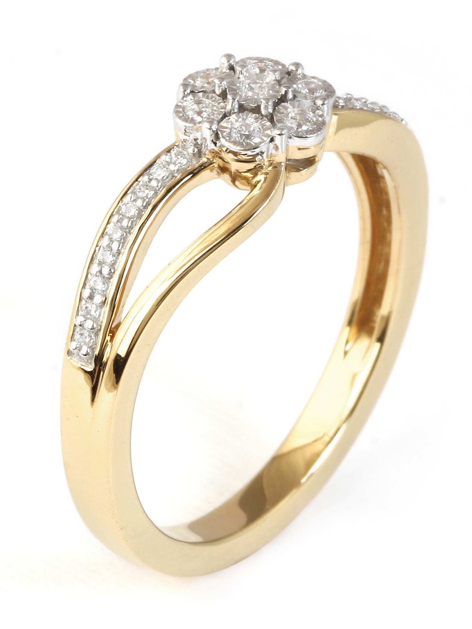 DZON Sterling Silver with Yellow Gold Plating 1/10 Ct TDW Diamond Promise Ring for Her