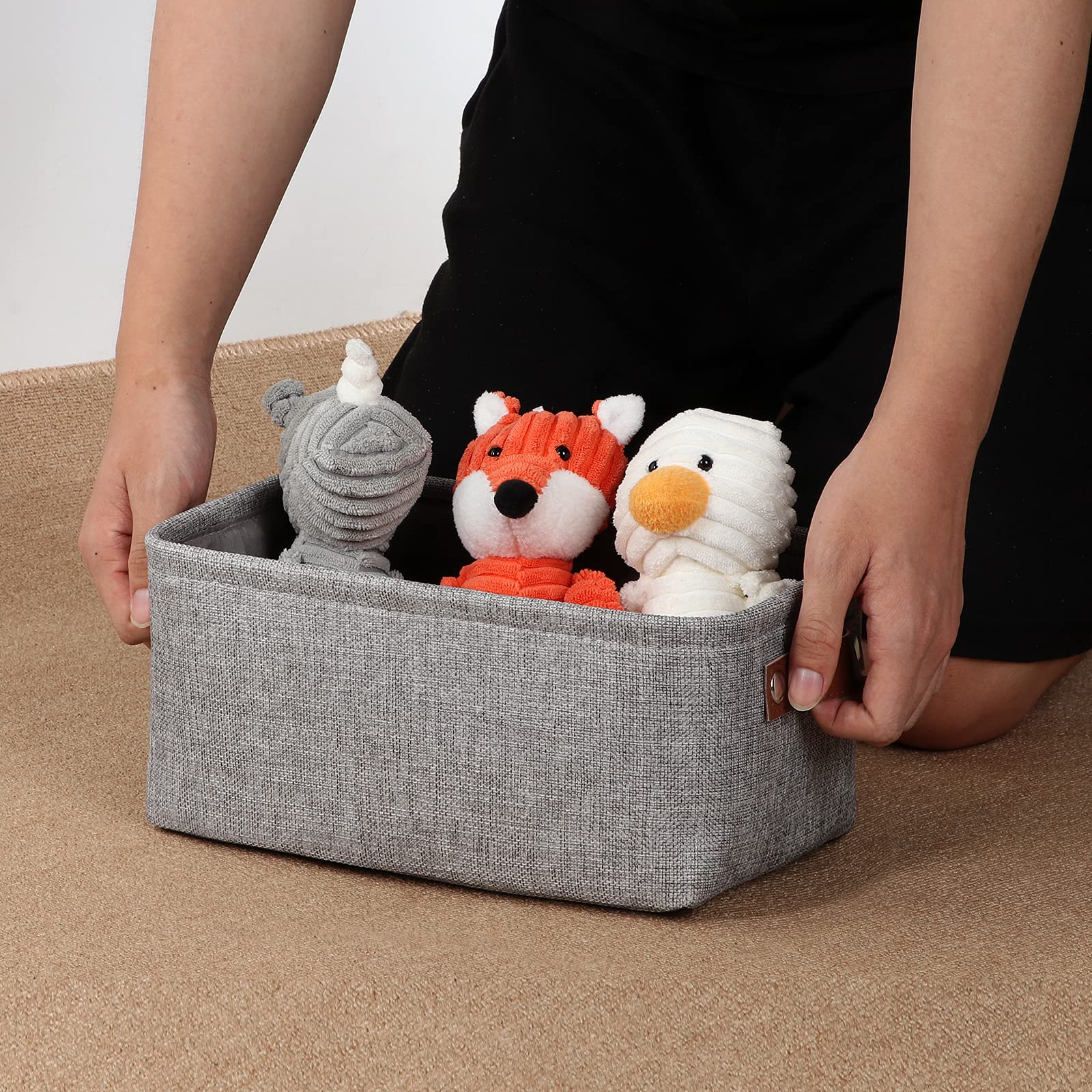 DULLEMELO Collapsible Bundle Baskets 6 Small Baskets 11.8"x7.9"x5.1" + 2 Narrow Baskets 15"x6"x5.5"(Grey)