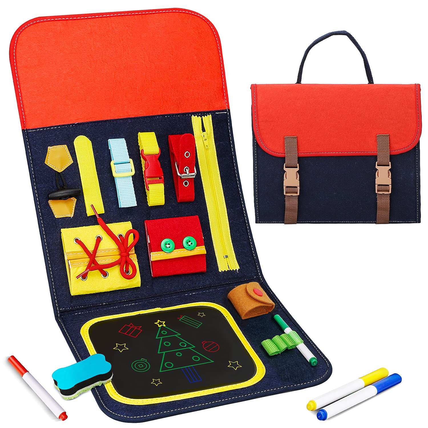 TOY Life Busy Board - Montessori Busy Board for 3 4 5 6 Year Old - Sensory Board Toys for Toddler - Activity Board - Montessori Toys - Educational Early Learning Toys - Travel Toys Toddler Busy Board
