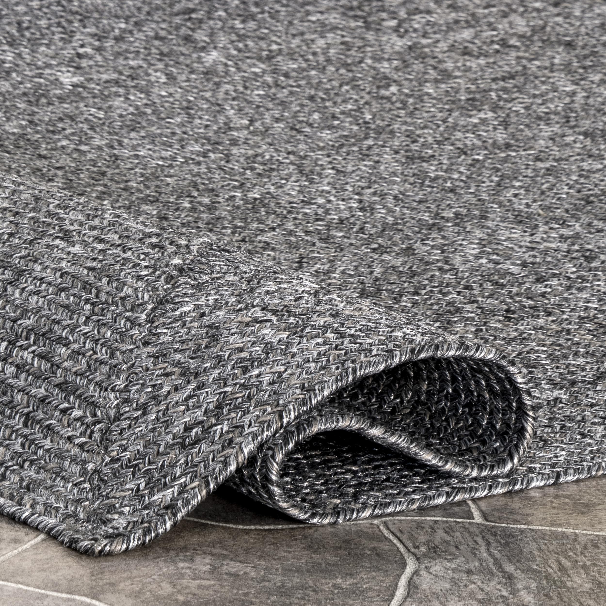 nuLOOM Braided Indoor/Outdoor Area Rug, 4' Round, Wynn Charcoal