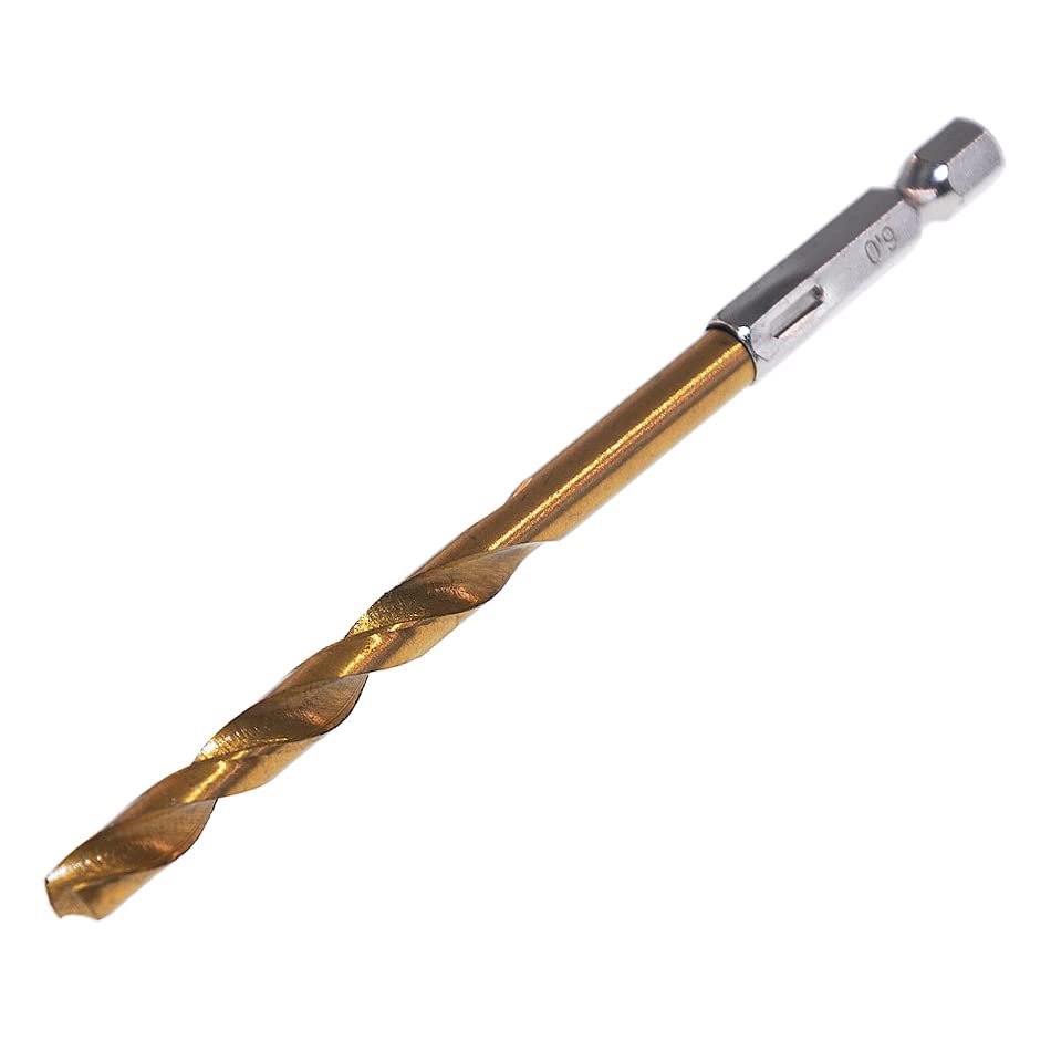 Titanium Twist Drill Bit Set - 13 Pcs Hex Shank High Speed Steel, Premium 4341 HSS Titanium Impact Hex Drill Bits for Wood, Steel, Metal, Plastic, Quick Change Design (1/16”-1/4”)