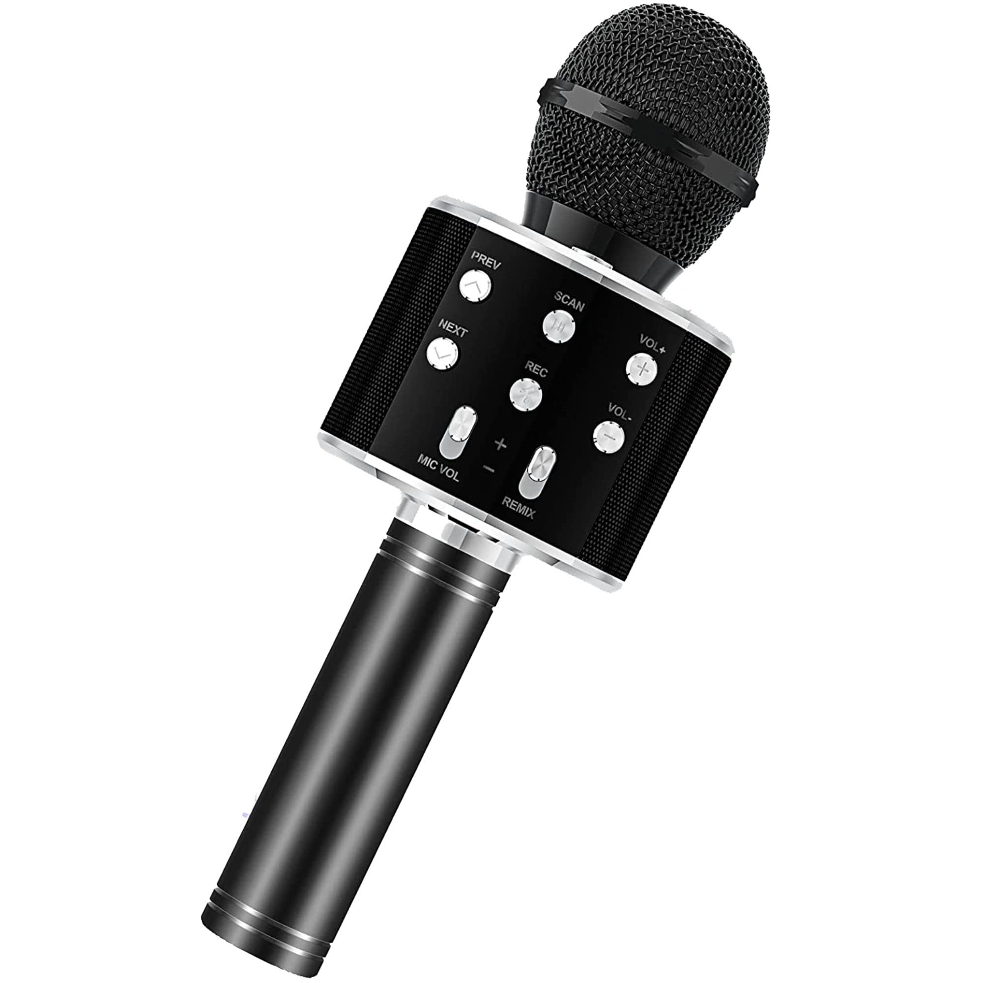 FDY Bluetooth Karaoke Microphone for Kids Adults, Wireless Bluetooth Microphone for Singing with Voice Changing Karaoke Mic Speaker Recorder for 3-13 Years Girls Boys Christmas Birthday Gift-Black