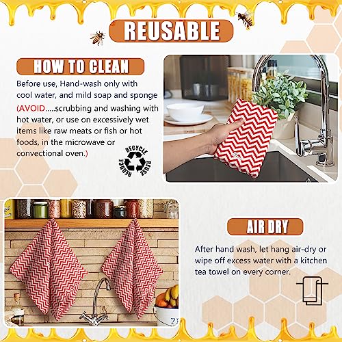 Li'l Things Eco-friendly Reusable Beeswax Bread bags | Set of 2 Sizes 13'x13' & 15’x 9’ | 6 Different Themes | Perfect Bag for Home-Baked | Store-Bought Bread | No Plastic | Red Zig Zag