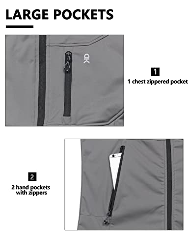 Little Donkey Andy Men's Lightweight Softshell Vest, Windproof Sleeveless Jacket for Travel Hiking Running Golf Gray XL