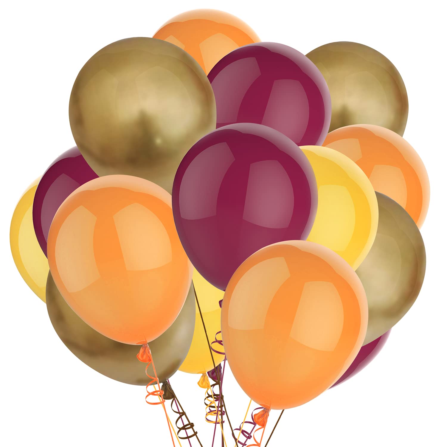 TKEJZu 80 Pcs 12 Inch Fall Balloons Orange Burgundy Lemon Yellow Metallic Gold Latex Balloons Harvest Festival Decoration for Autumn Theme Party, Weddings, Engagement, Baby Shower, Birthday Parties