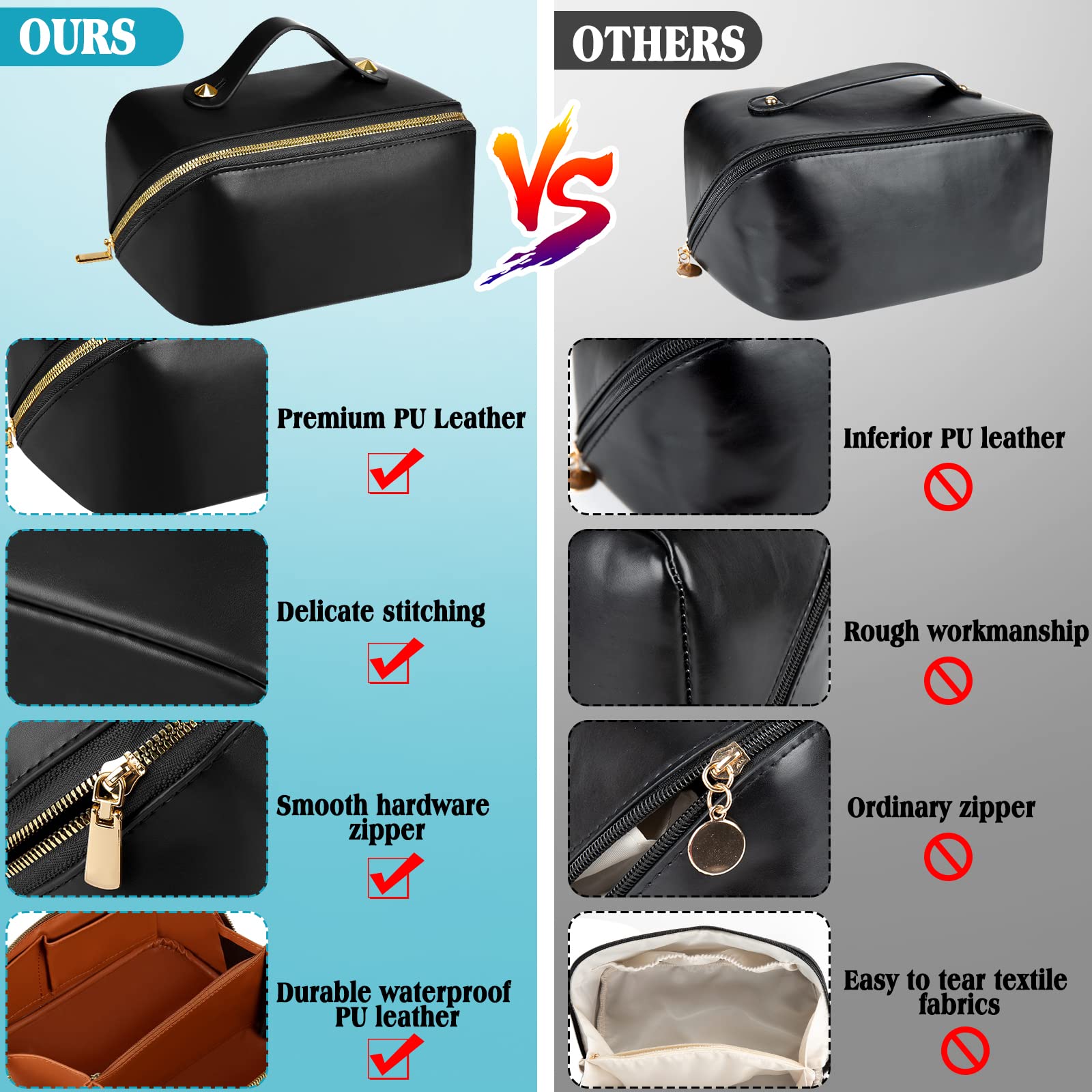 HUANLANG Travel Bag Large Capacity Waterproof PU Leather Organizer Bag for Women