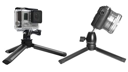 Dhana Style Metal Mini Tripod Tabletop Stand Compact Tripod Selfie Stick Monopod Stabilizer on Cellphone DSLR Cameras Portable Handle Grip Stabilizer for All Cameras Type: MMT (Black)