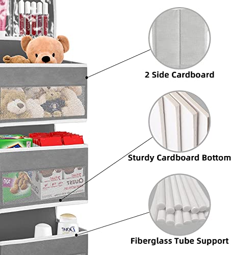SHALORY 2 Pack Over The Door Hanging Organizer, Wall Mount Storage Hanging Organizer with 4 Large Capacity Pockets and PVC Pockets for Storage Cosmetics, Toys, and Sundries, etc(Grey)