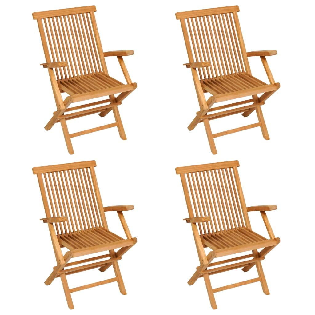 vidaXL Solid Teak Wood Patio Dining Set 5 Piece Garden Outdoor Balcony Backyard Dinner Wooden Table and Chair Foldable Folding Camping