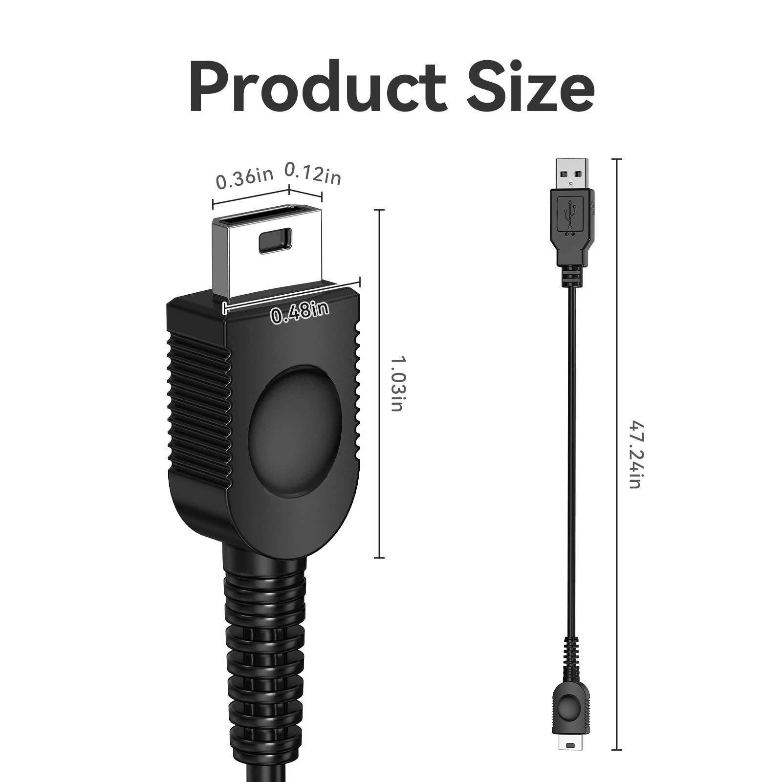Gameboy Micro Charger, 4-Feet GBM USB Power Supply Cable Cord for Nintendo Game Boy Micro Console Ullnosoo