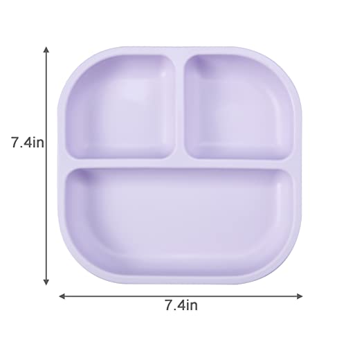 PandaEar Silicone Suction Plates for Baby Toddler, 3 Pack Baby Food Plate Toddler Plates Divided