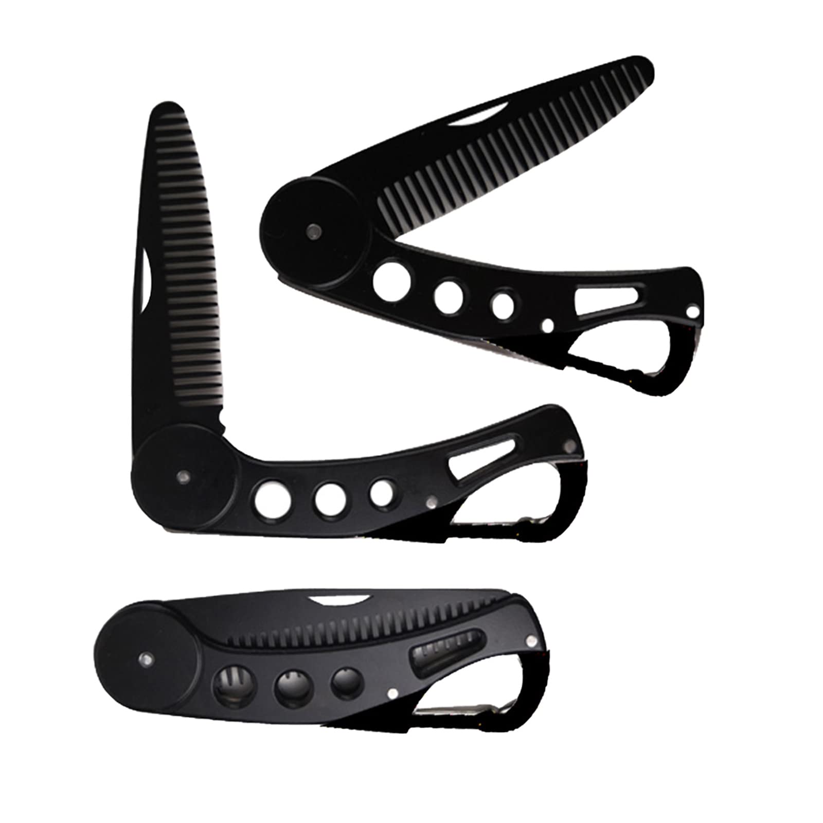HUATOL Stainless Steel Folding Beard Comb，Portable Bottle Opener and Key Chain for Men Grooming, Combing Hair and Beard