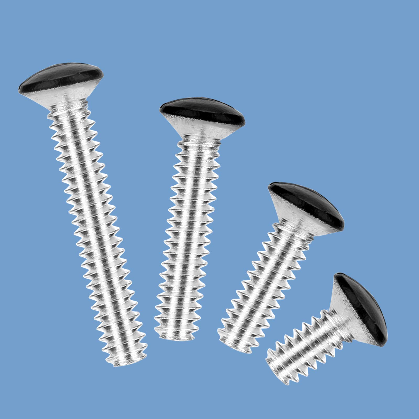 TOYMIS 100Pcs 4 Sizes 6-32 Thread Black Wall Plate Screws Outlet Cover Screws Switch Cover Screws Replacement Wall Plate Screws Electrical Screws (Black)