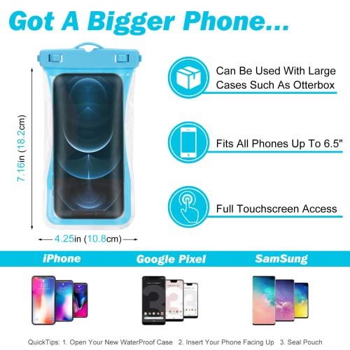 UrbanX Universal Waterproof Phone Pouch Cellphone Dry Bag Case Designed for Google Pixel 6 for All Other Smartphones Up to 7" - Blue