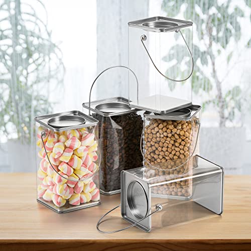 Hedume 9 Pack Clear Paint Can Containers with Metal Lids, 6 Inches Tall Square Empty Paint Storage Cans, Arts & Crafts Paint Buckets for Decorative & Party Use, Great for Party Favors, Decor and DIY