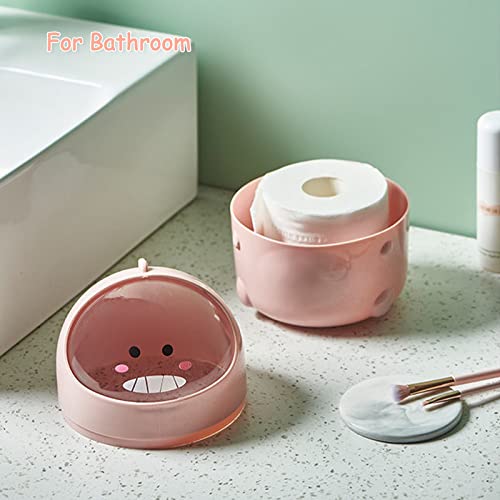 YISTOS 0.73 Gal Mini Desktop Trash Can with Lid, Cute Little Dinosaur Countertop Garbage Bin, Plastic Tiny Tabletop Wastebasket for Office/Kitchen/Coffee Table Room Decoration - Pink