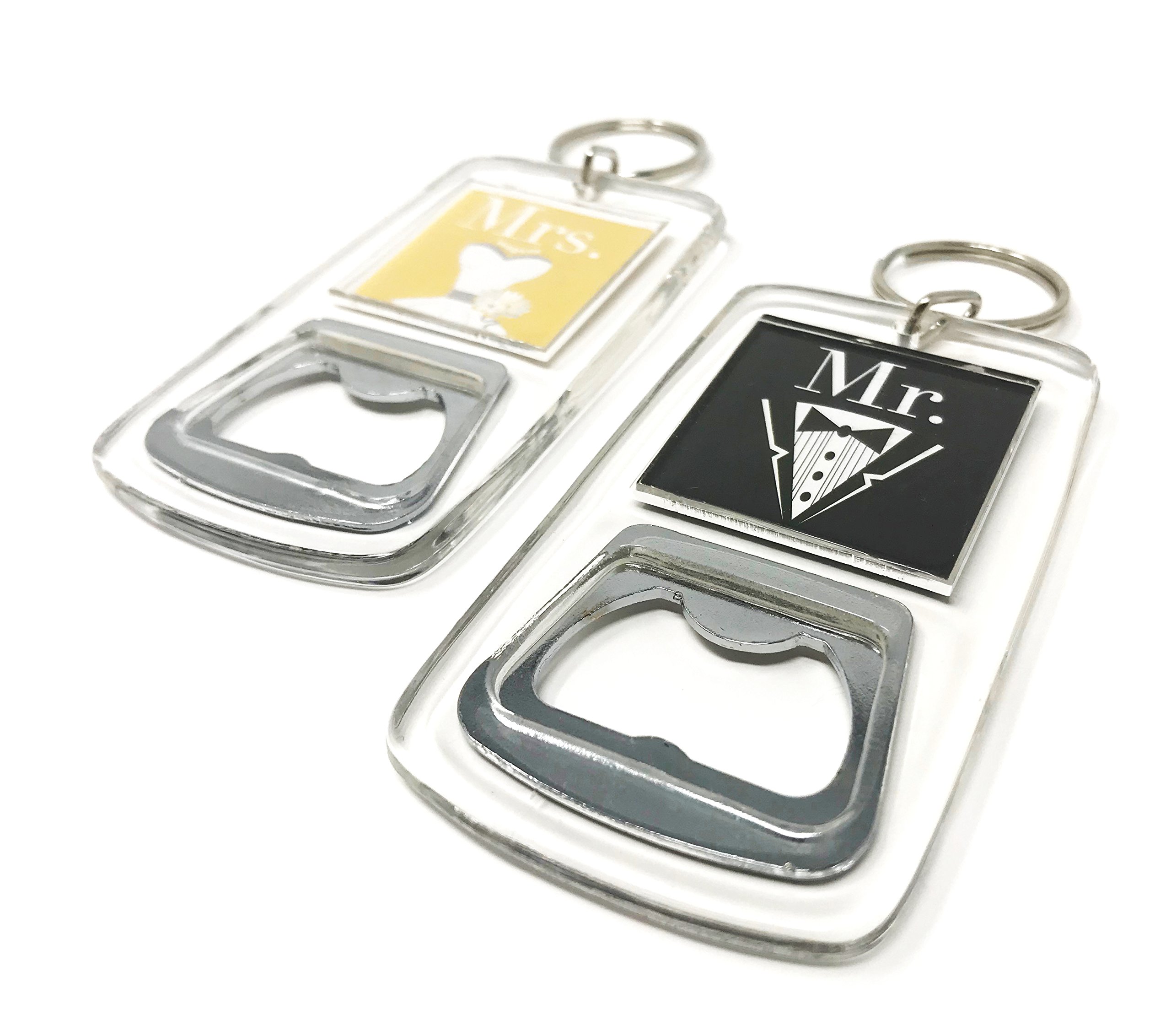 Forum Novelties Mrs Wedding Bottle Opener Key Rings-Bride and Groom Engagement Gift for Couples-2 Pieces, Standard