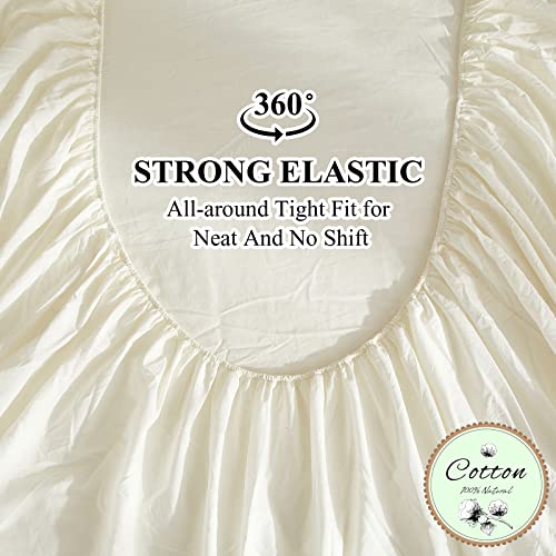 LifeTB Cream White Microfiber Duvet Cover Set Twin / 3 Piece Cream White Cooling Sheets Set Twin (1 Duvet Cover, 2 Pillowcases / 1 Flat Sheet, 1 Fitted Sheet, 1 Pillowcase)